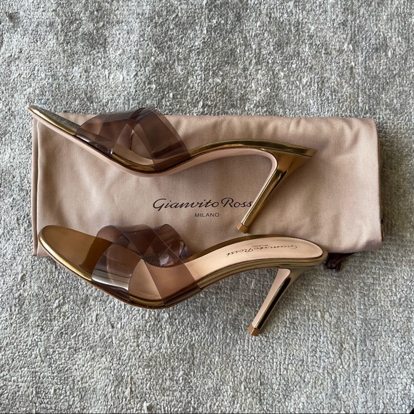 Gianvito Rossi | Shoes | Gianvito Rossi Plexi Gold Metallic Sandals ...